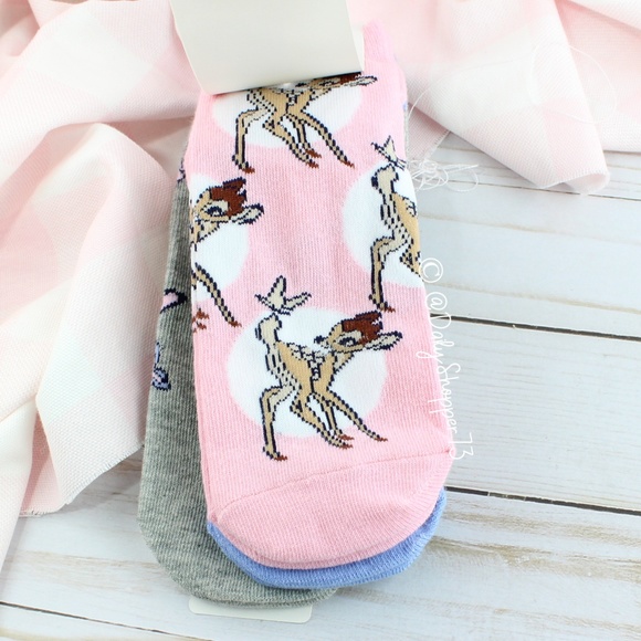 Disney | Accessories | Bambi And Butterfly Shoe Liner Socks Set Of 3 ...